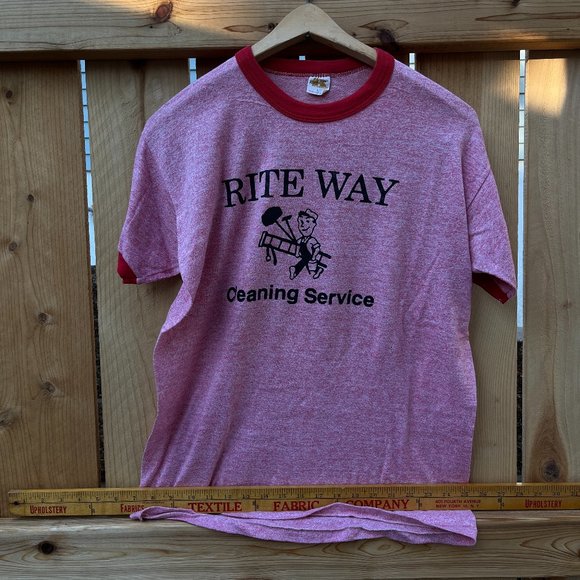Russell Athletic | Shirts | Vtg Red Ringer Rite Way Cleaning Service ...